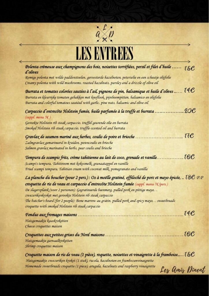 La Carte – Les Amis Dinent