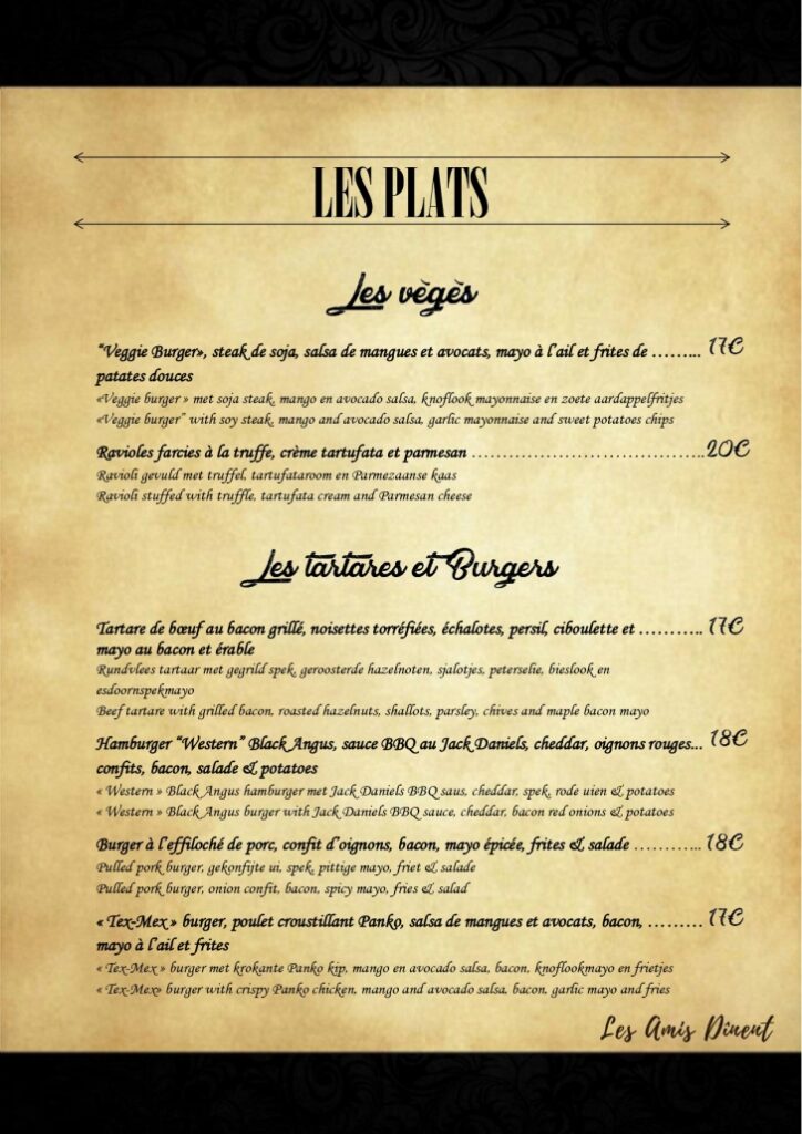 La Carte – Les Amis Dinent