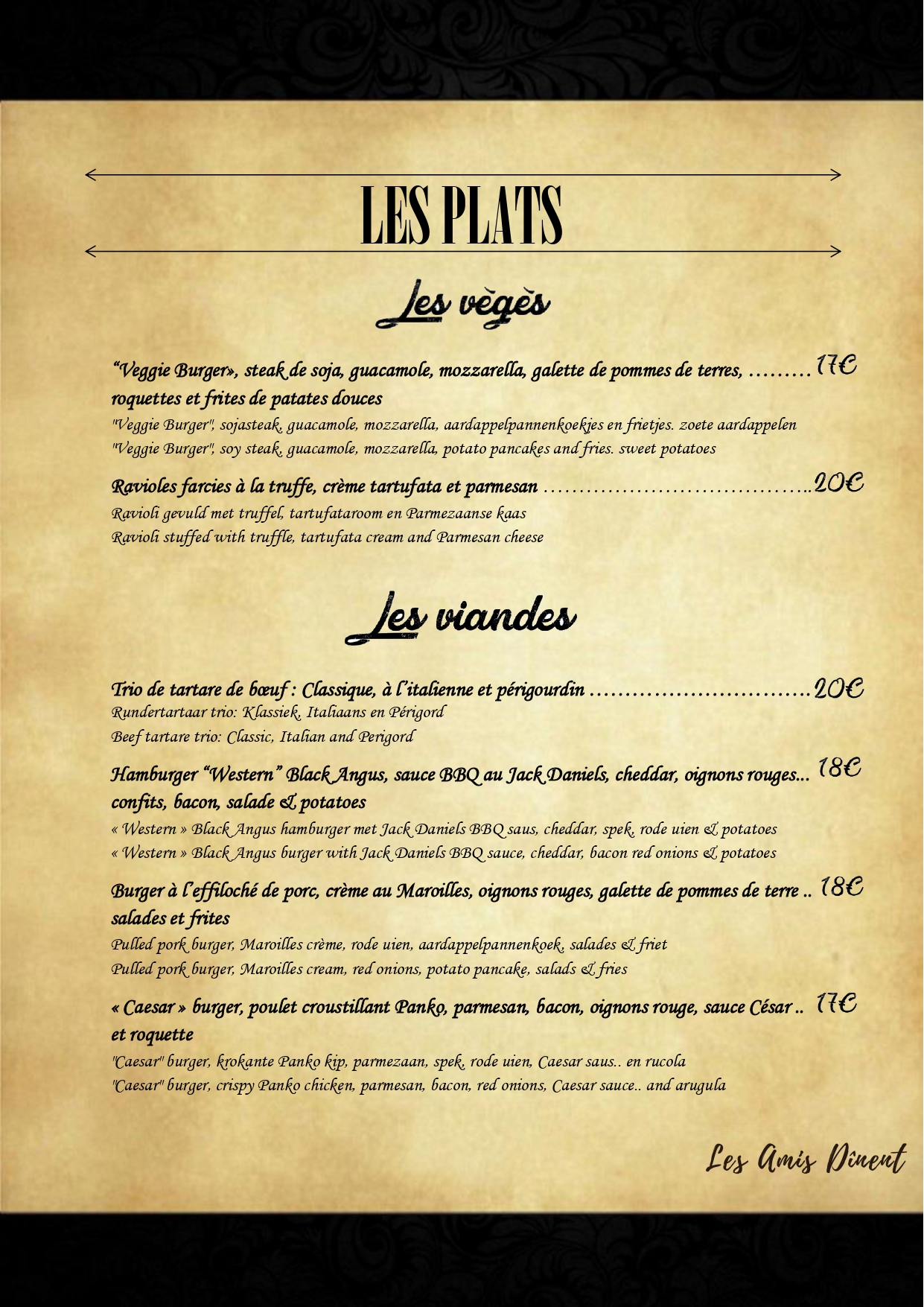 La Carte – Les Amis Dinent